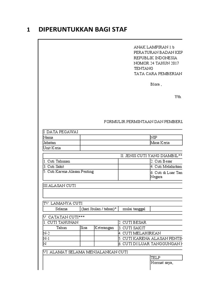 Formulir Permintaan Cuti PNS | PDF