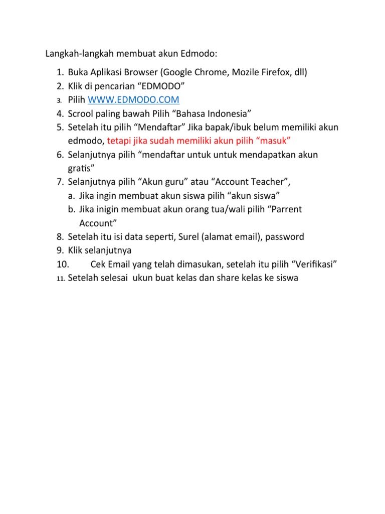 Langkah Membuat Akun Edmodo | PDF