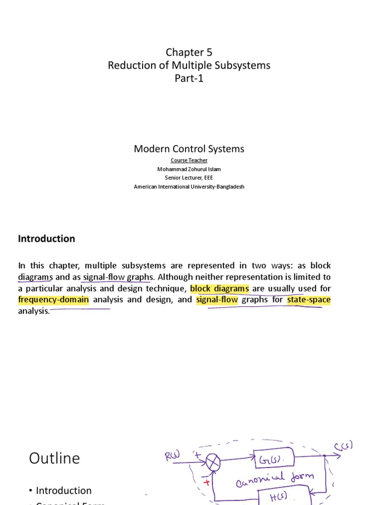 M8 - Ch-5 - Reduction of Multiple Subsystems-Part-1 (D) | PDF | Control Theory | Systems Science