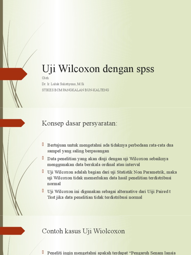 Uji Wilcoxon Dengan SPSS | PDF