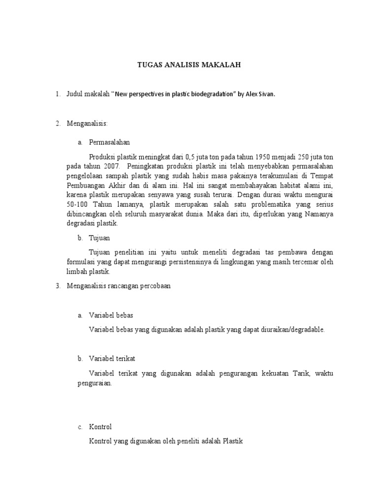 Contoh Analisis Makalah | PDF