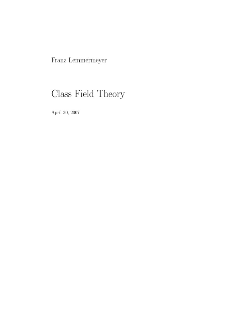 Class Field Theory | PDF | Field (Mathematics) | Abstract Algebra