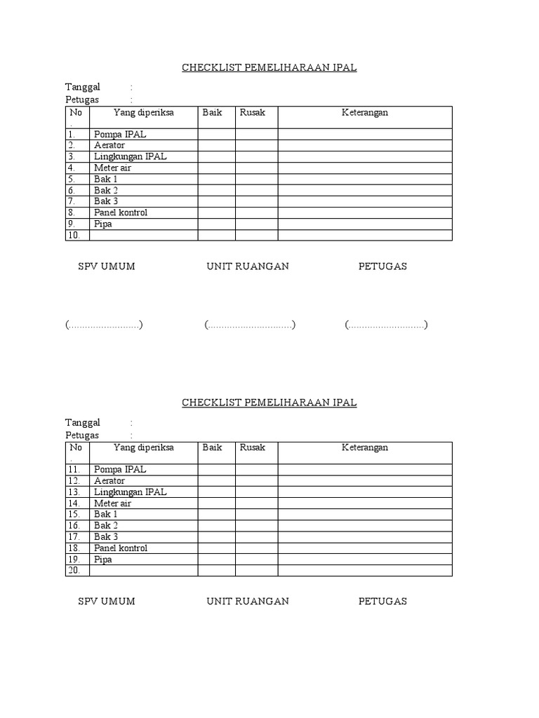 Checklist Ipal | PDF