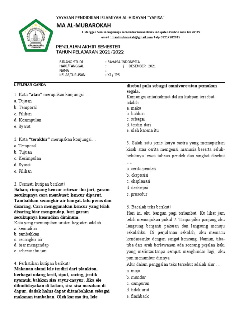 Soal B. Indonesia Kls 11 | PDF