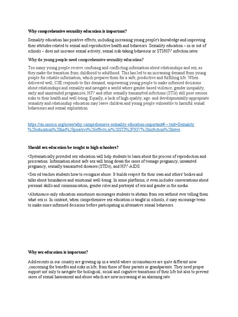 Sex Education Pdf Sex Education Adolescence