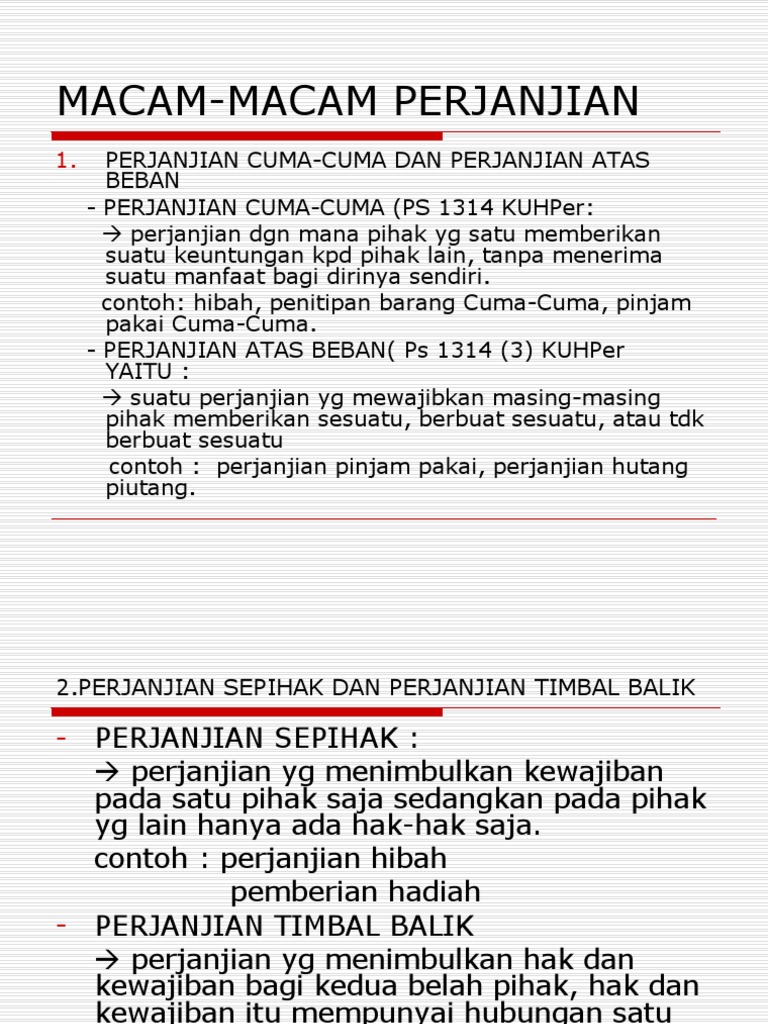 Macam-Macam Perjanjian | PDF