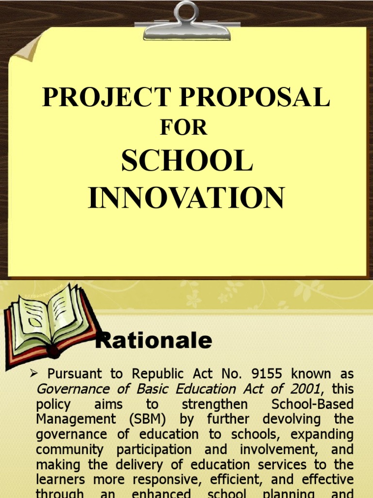 School Innovation Project Proposal Guide | PDF | Innovation | Governance