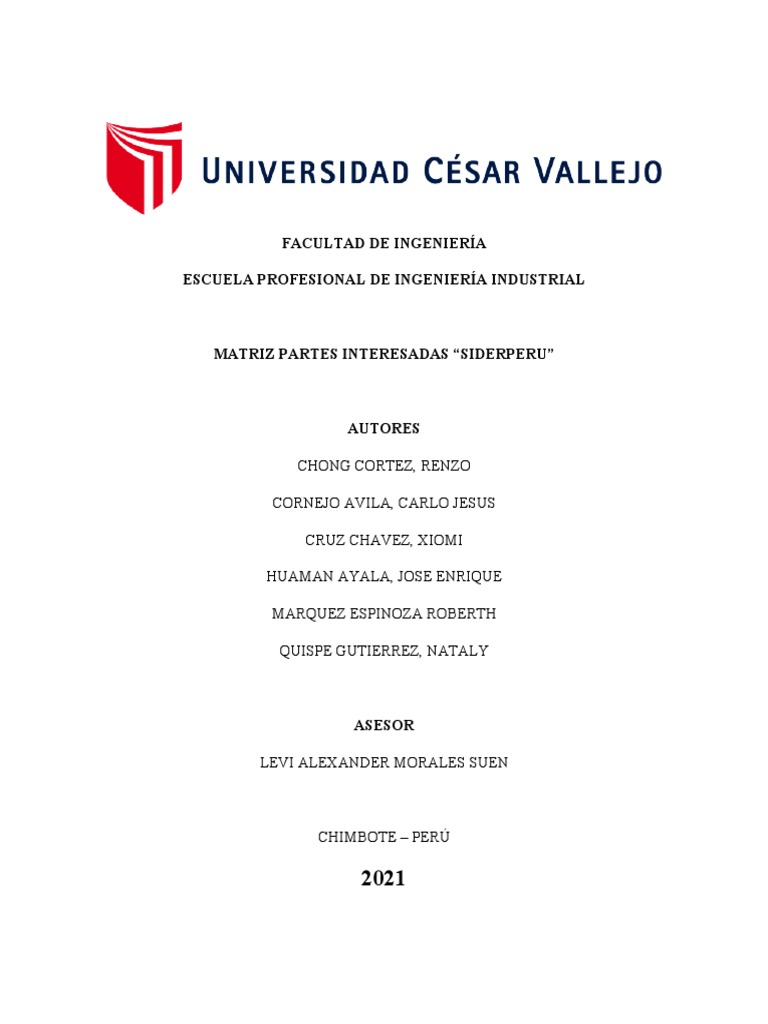 Matriz de Partes Interesadas SIDERPERU | PDF | Calidad (comercial ...