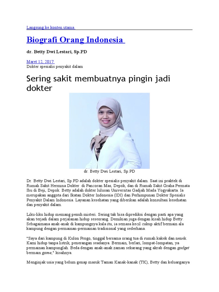 Biografi Dokter Betty | PDF