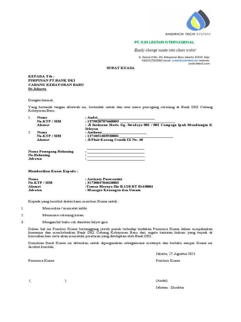 Surat Kuasa Giro | PDF