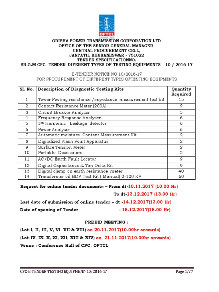 E-TENDER NOTICE NO 10/2016-17 For Procurement of Different Types ...