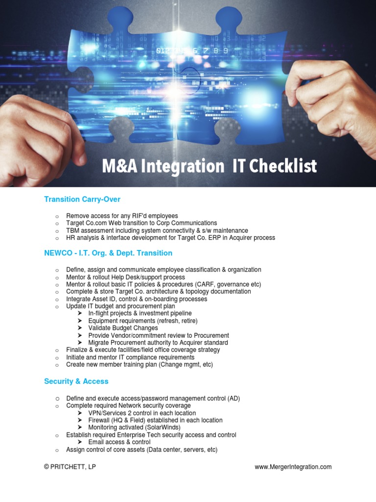M&A-Integration IT Checklist | PDF | Computer Network | Share Point