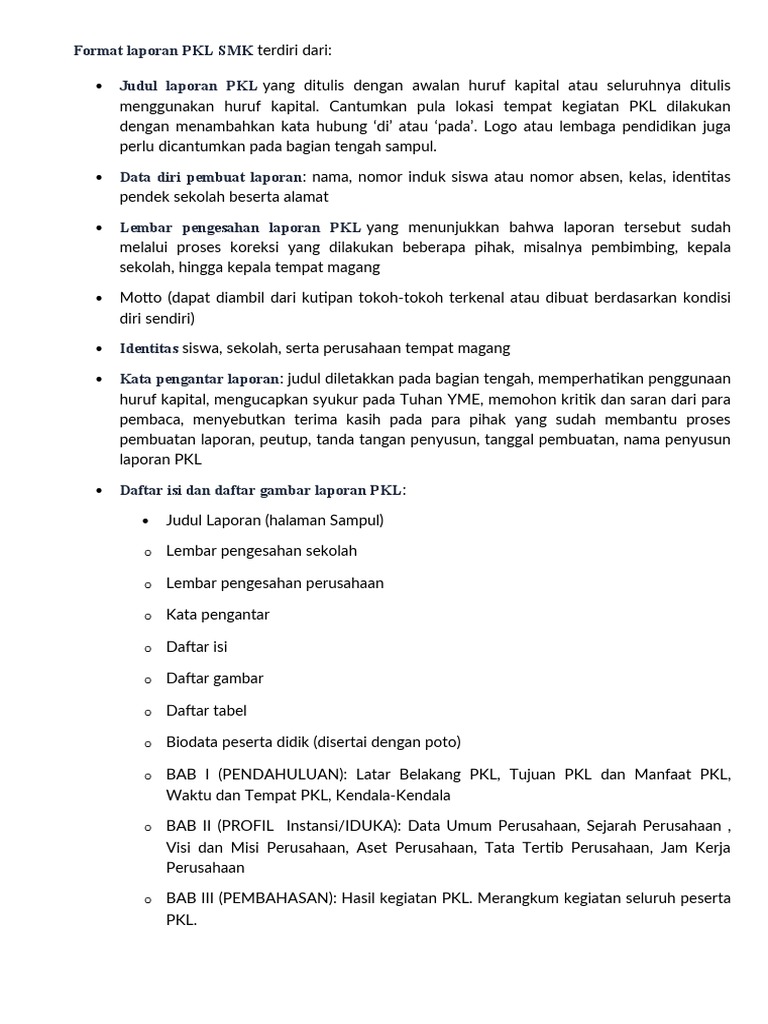 2021 - Format Laporan PKL SMK | PDF