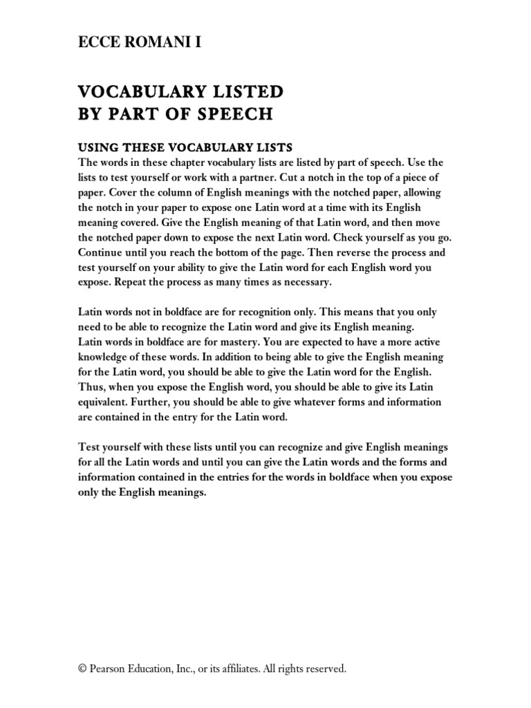 Cumulative Vocab List - Ecce Romani I - PHSchool - Com (PDFDrive) | PDF ...