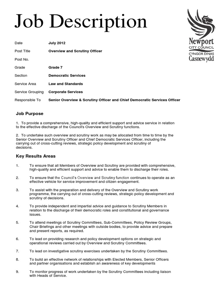 JD Overview Scrutiny Officer | PDF | Cognition | Policy