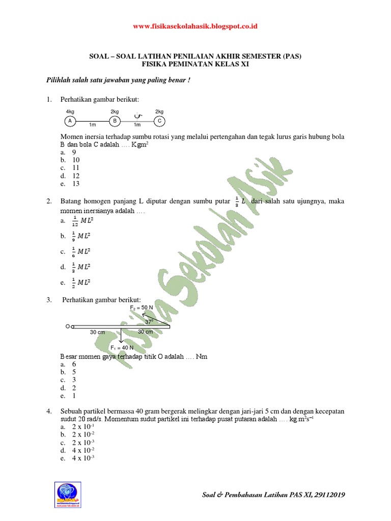 Soal Latihan Pas Fisika Kelas Xi | PDF