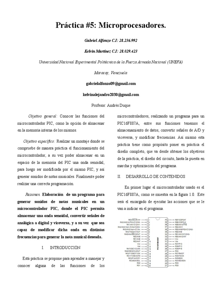 Practica 5, Informe (Micro) | PDF | Microcontrolador | Ingenieria Eléctrica