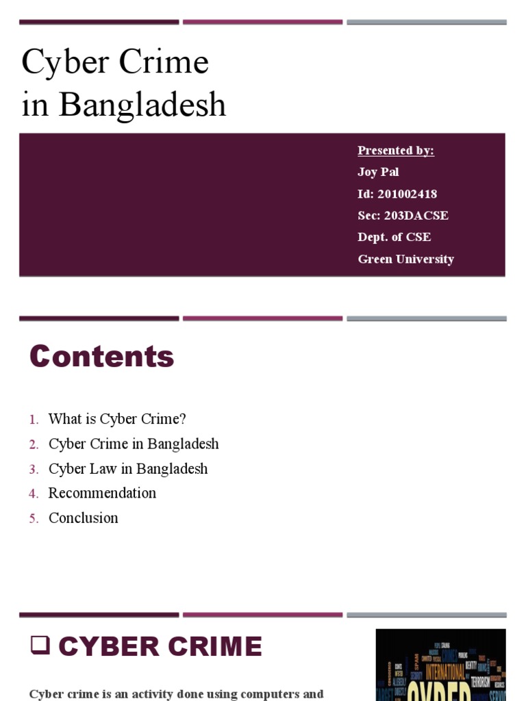 Cyber Crime in Bangladesh - Joy Pal ID-201002418 - Sec - 203DACSE | PDF ...