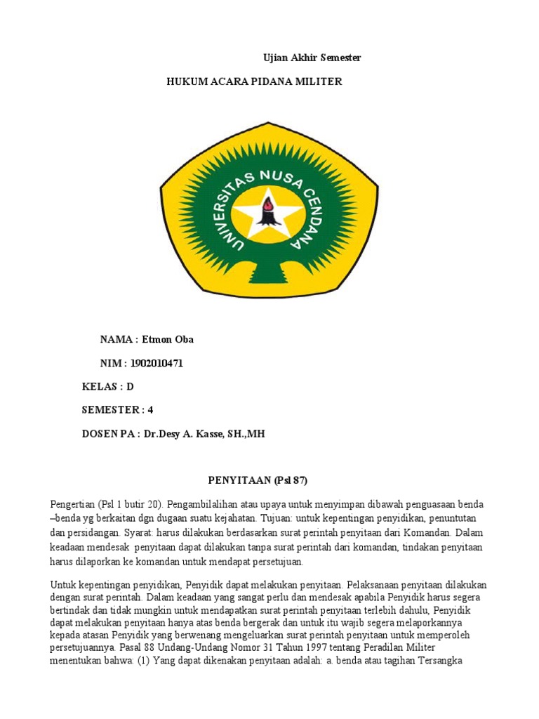 Hukum Acara Pidana MIliter | PDF