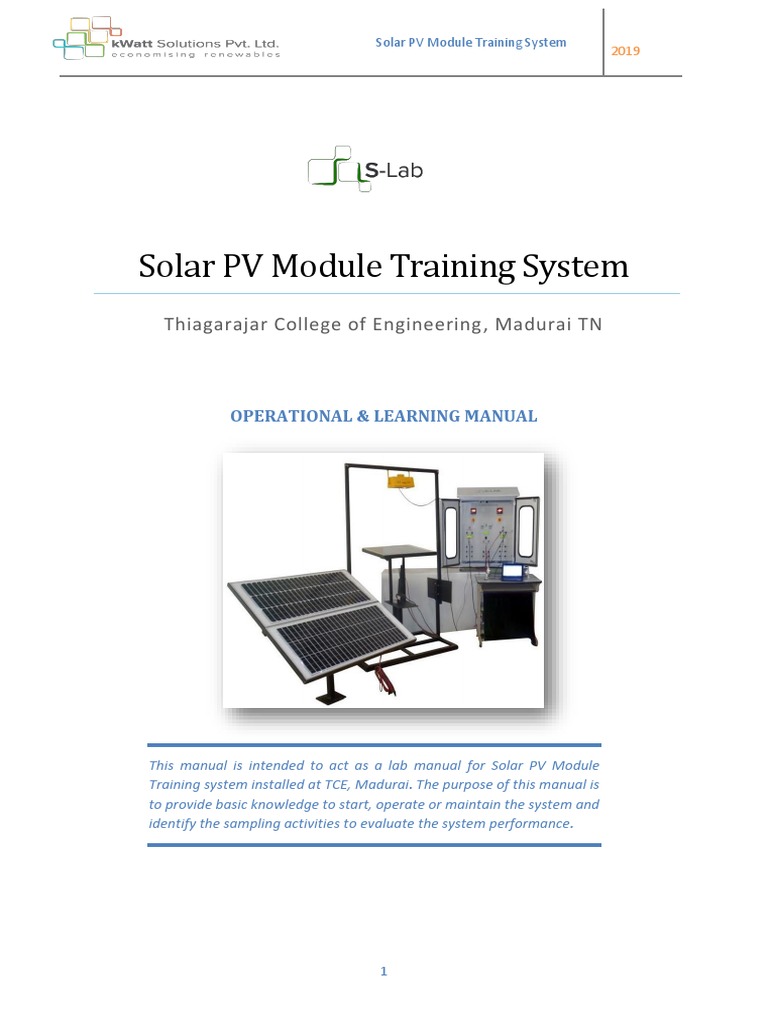 Solar PV Module Training Manual | PDF | Solar Panel | Photovoltaics