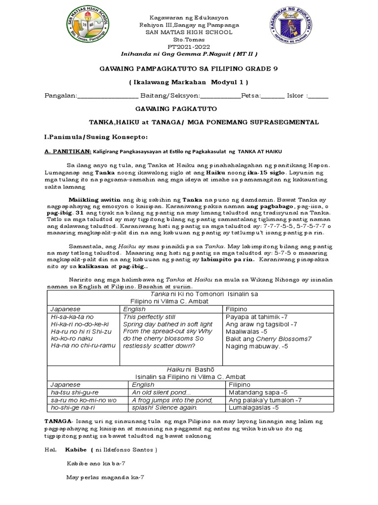 LASQ2 WK1 Tnka | PDF