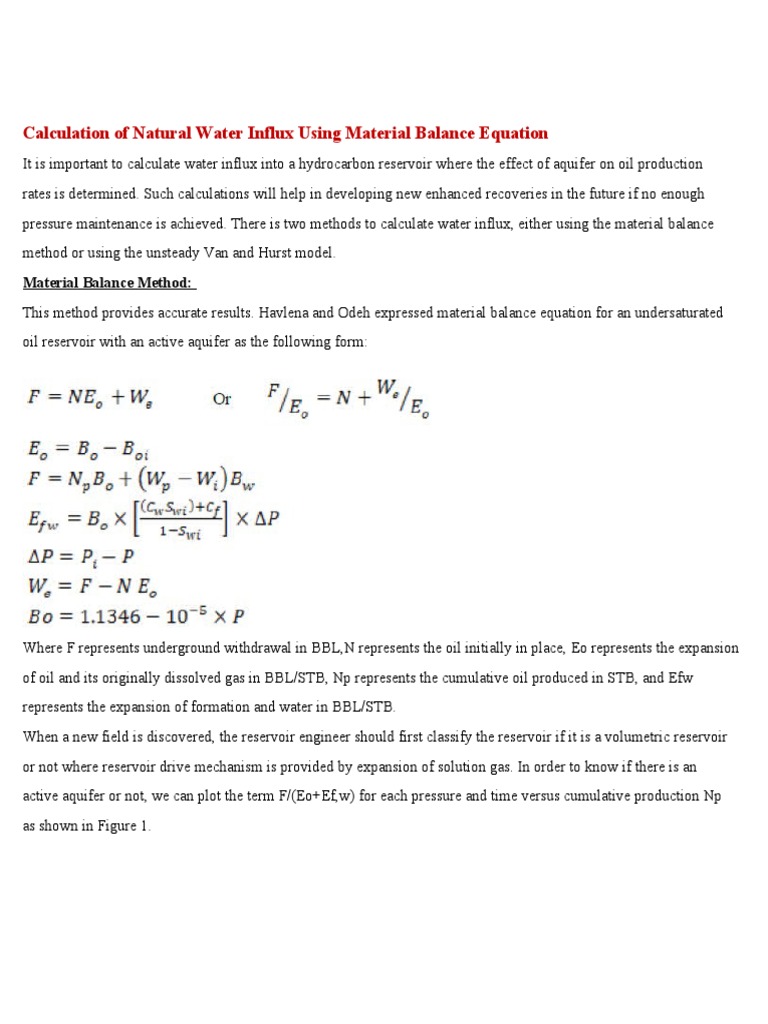 Calculation of Natural Water Influx Using Material Balance Equation ...