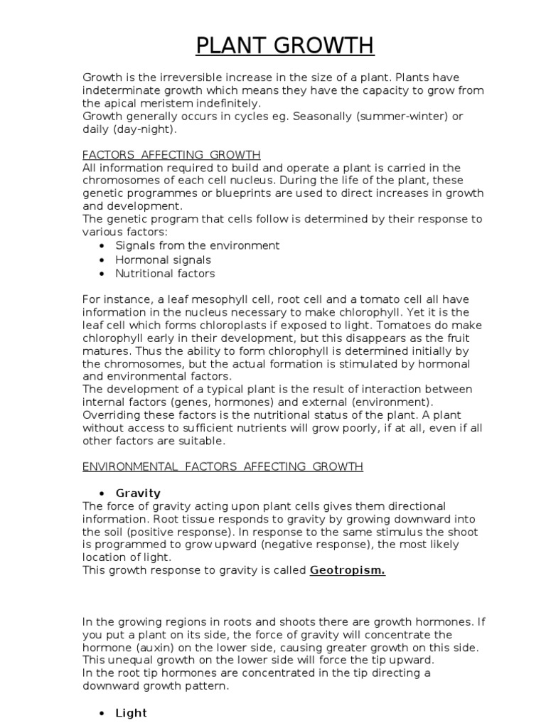 Factors Affecting Plant Growth | PDF | Plant Hormone | Auxin