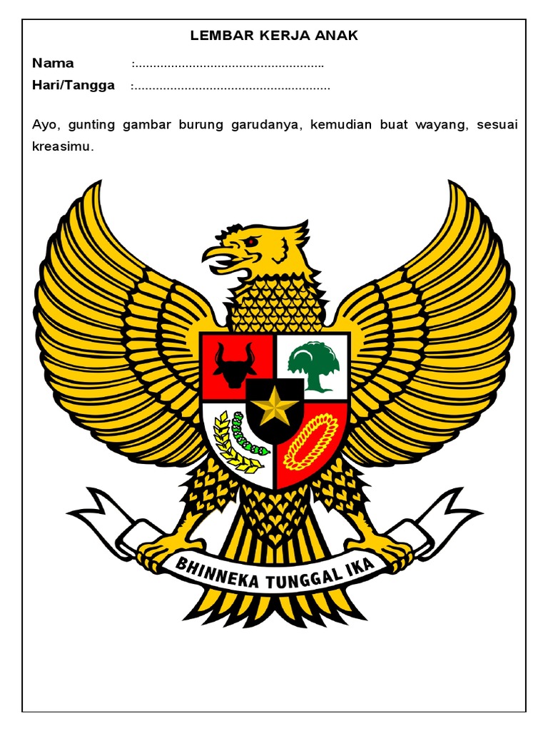 Lembar Kerja Mewarnai Burung Garuda | PDF | Game & Aktivitas