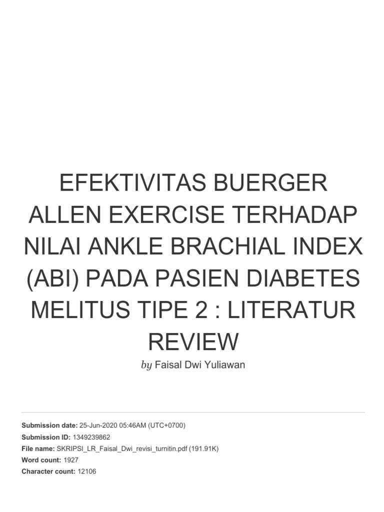 Efektivitas Buerger Allen Exercise Terhadap Nilai Ankle Brachial Index ...