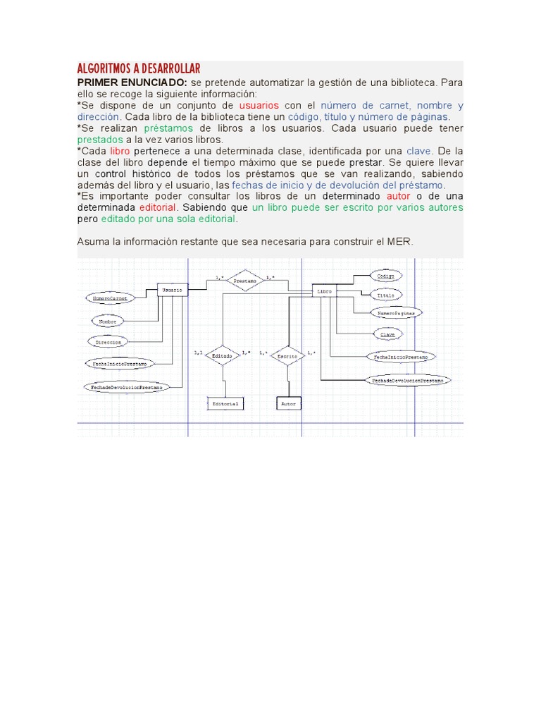 Algoritmos A Desarrollar-Primer Enunciado | PDF