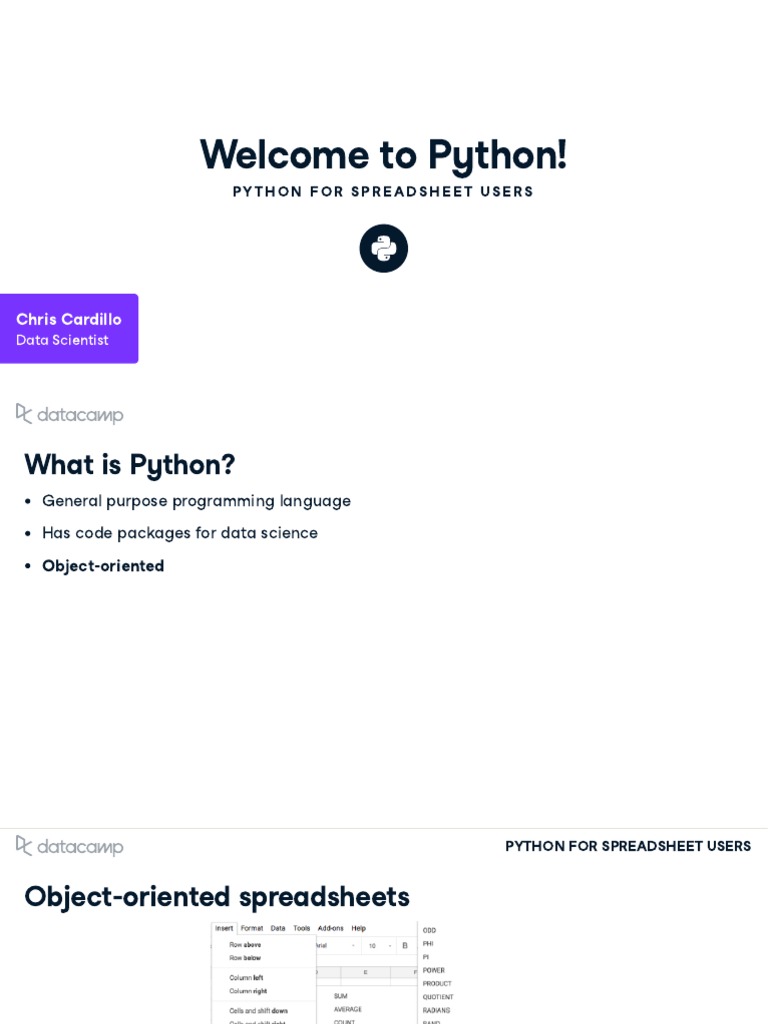 Welcome To Python!: Chris Cardillo | PDF | Spreadsheet | Python ...