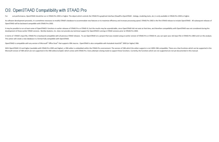 Os Openstaad Compatibility With Staad Pro Pdf