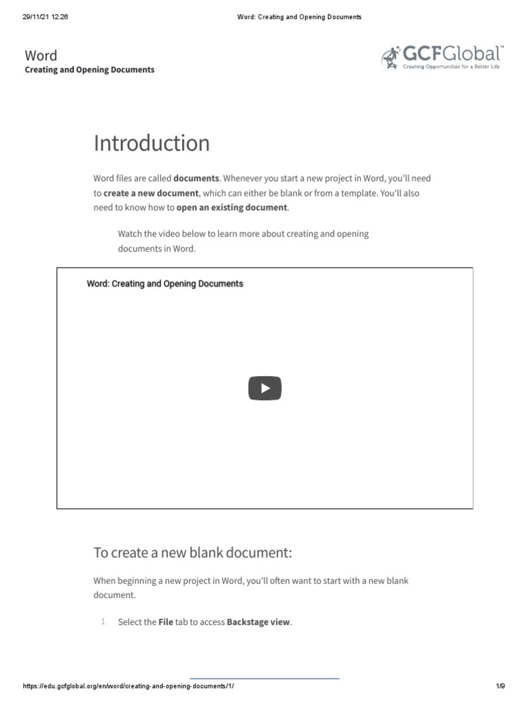 Word - Creating and Opening Documents | PDF | Computer File | Microsoft ...