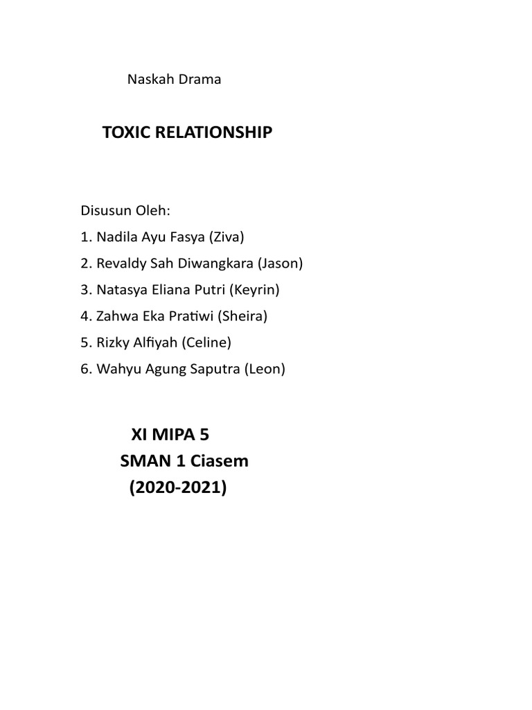 Toxic Relationship: Naskah Drama | PDF
