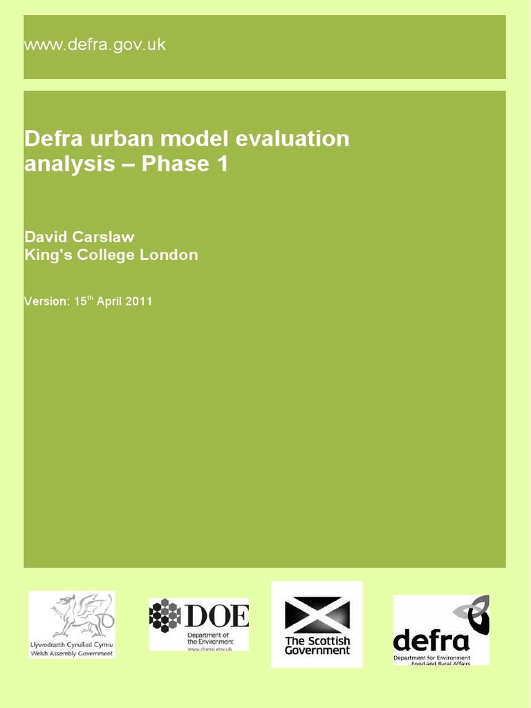 Defra Urban Model Evaluation Analysis - Phase 1: WWW - Defra.gov - Uk ...