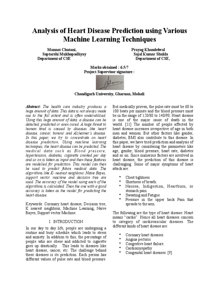 Analysis of Heart Disease Prediction Using Various Machine Learning ...