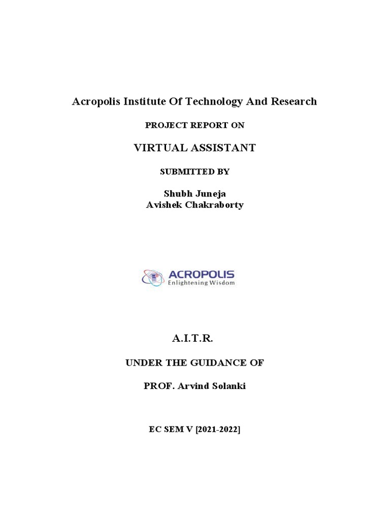 Project Report On Virtual Assistant Subm | PDF | Siri | Python (Programming Language)