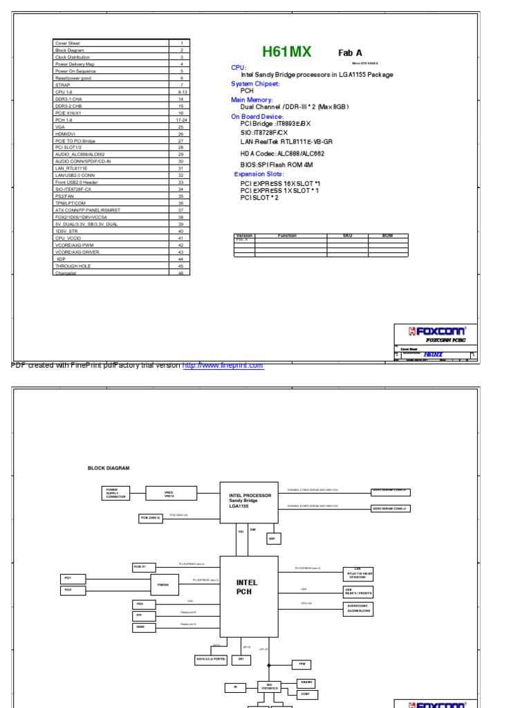 Foxconn H61MX Motherboard Schematic | PDF | Electronics | Physical ...