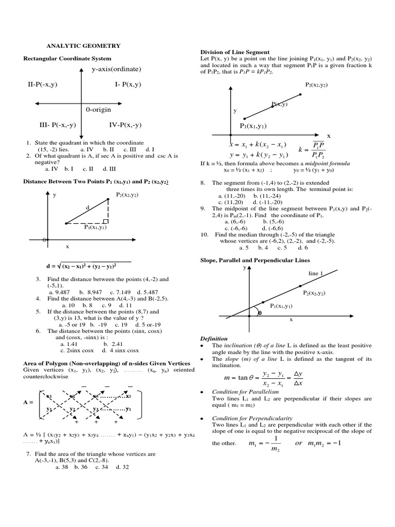 ANALYTIC GEOMETRY: DIVISION OF LINE SEGMENT | PDF | Ellipse ...