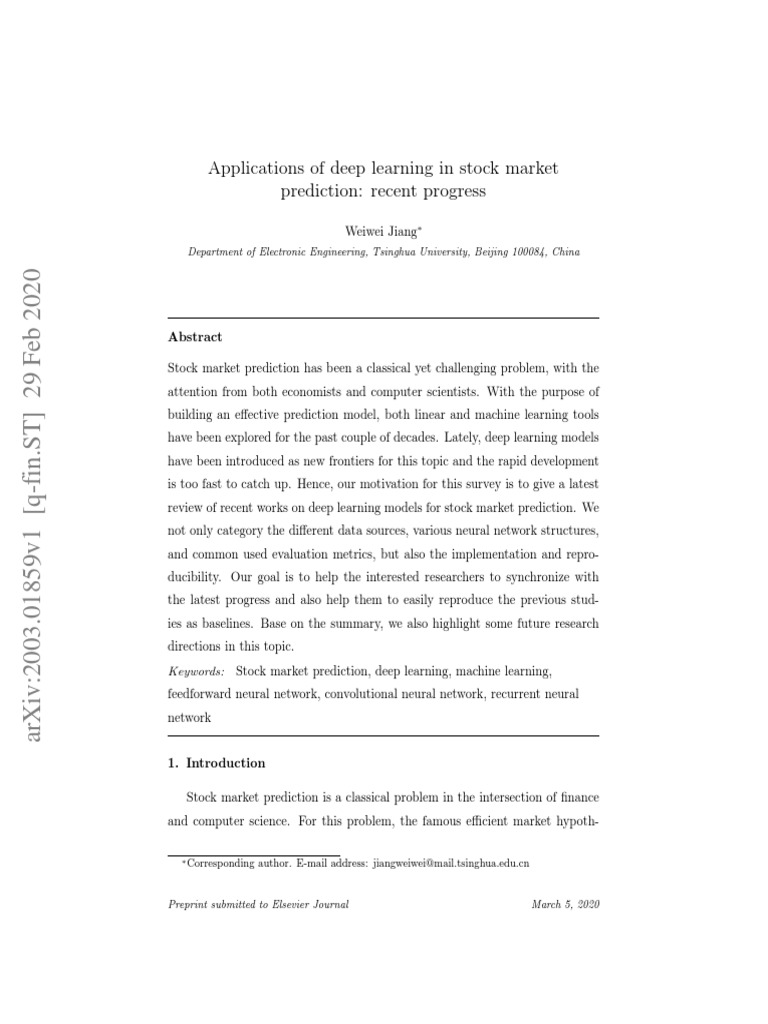 Deep Learning in Stock Prediction | PDF | Deep Learning | Machine Learning