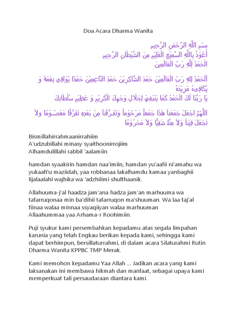Doa Dharma Wanita | PDF