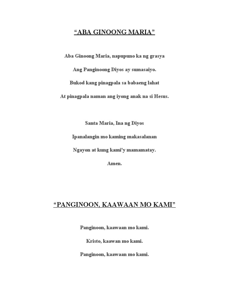 Aba Ginoong Maria | PDF
