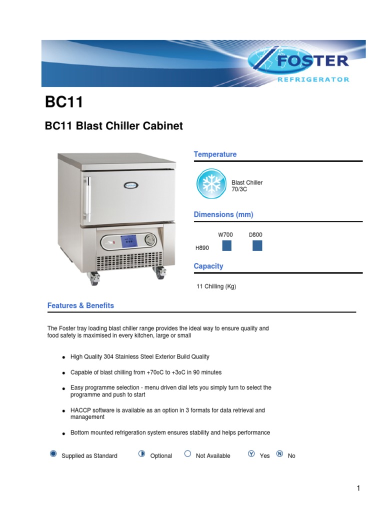 BC11 Blast Chiller Cabinet Foster | PDF | Building Engineering | Equipment