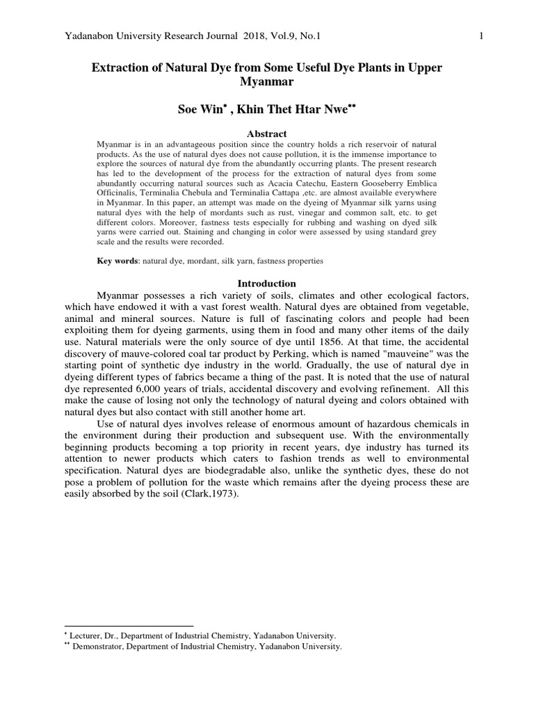 Soe Win, Khin Thet Htar Nwe | PDF | Dyeing | Dye
