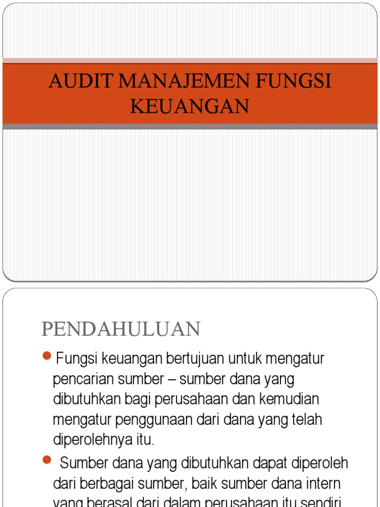 Audit Manajemen Fungsi Keuangan | PDF | Bisnis | Karier & Perkembangan