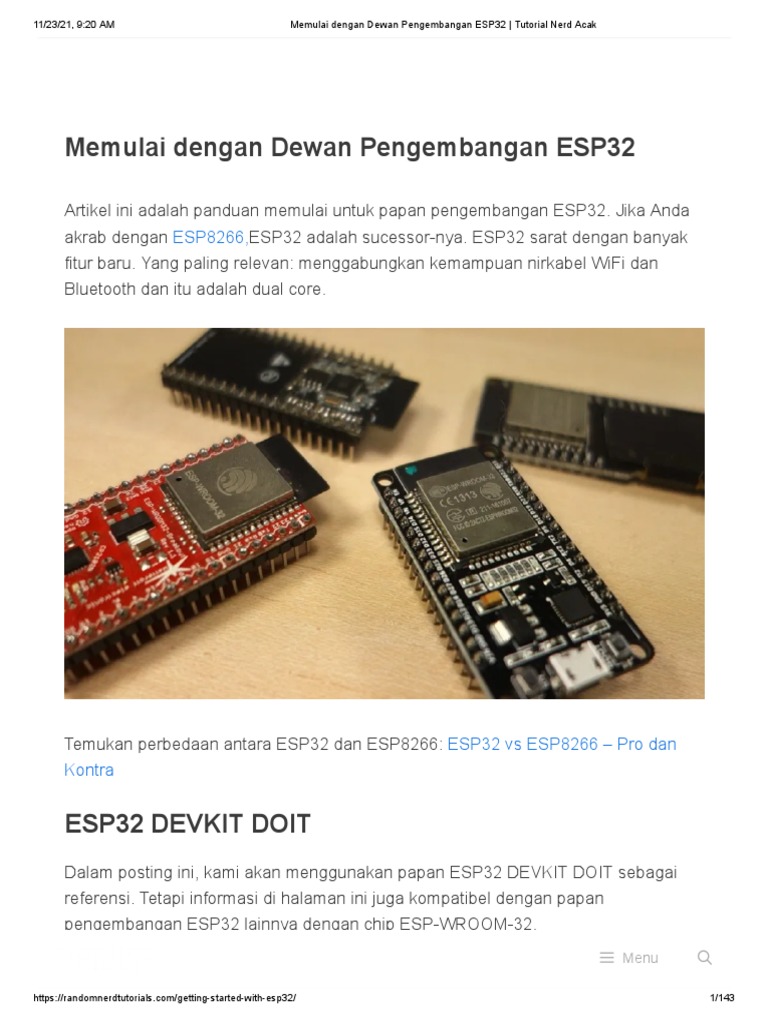 Memulai Dengan Dewan Pengembangan ESP32 - Tutorial Nerd Acak | PDF | Komputer