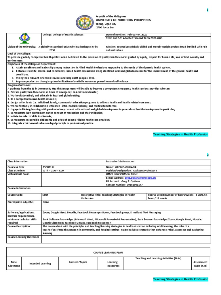 Teaching Strategies in Health Profession | PDF | Educational Technology ...