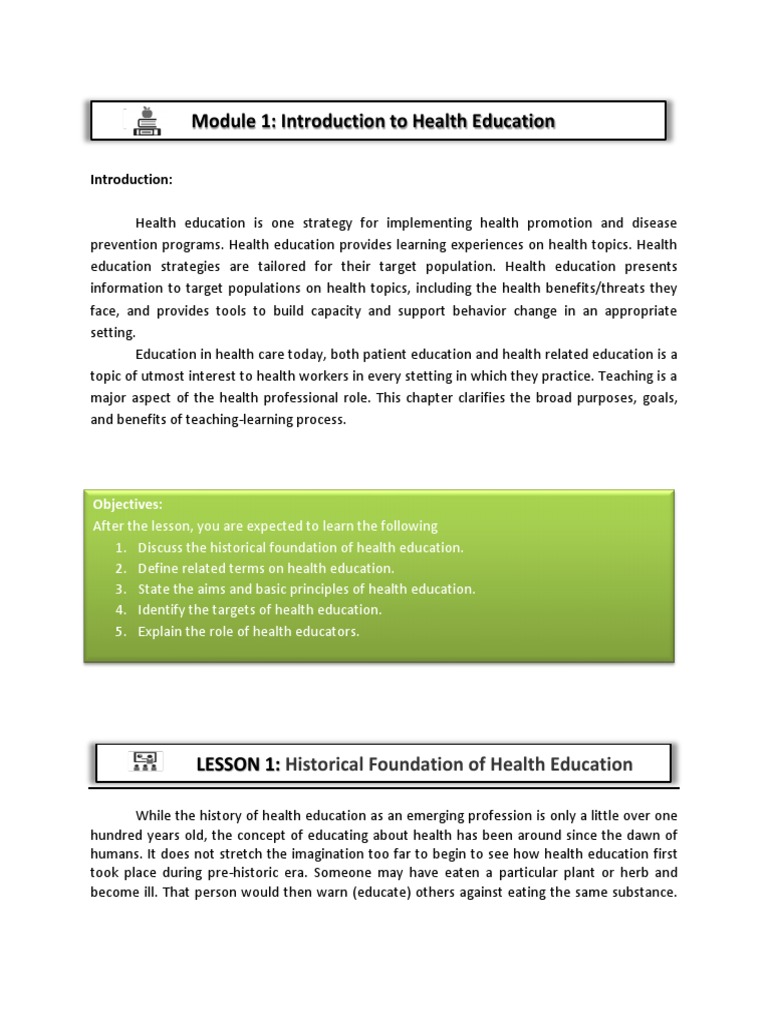 Introduction To Health Education | PDF | Health Education | Health Care