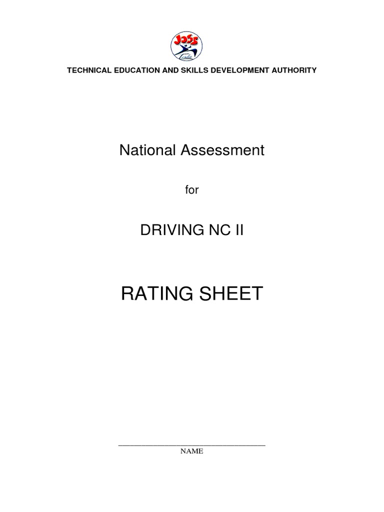 05b-Rating Sheet - Driving NC II | PDF | Traffic | Pedestrian Crossing