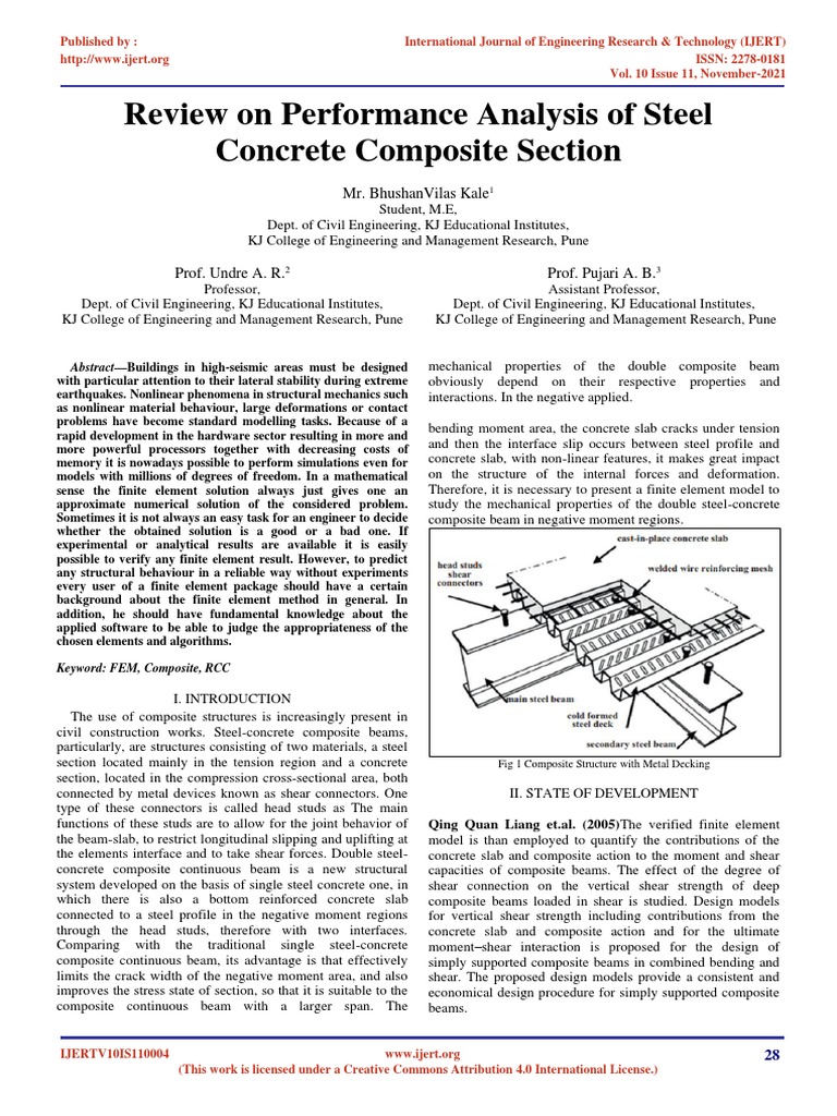 Review On Performance Analysis of Steel Concrete Composite Section ...